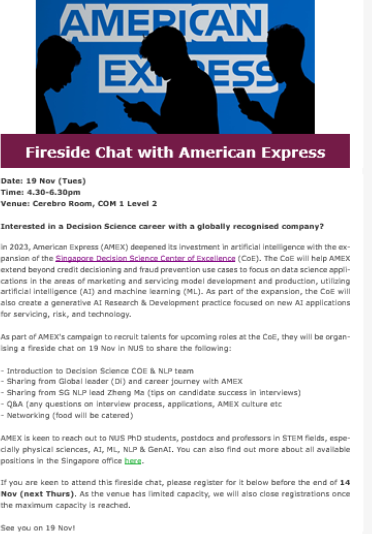 AMEX Fireside Chat - NUS Centre for Future-ready Graduates