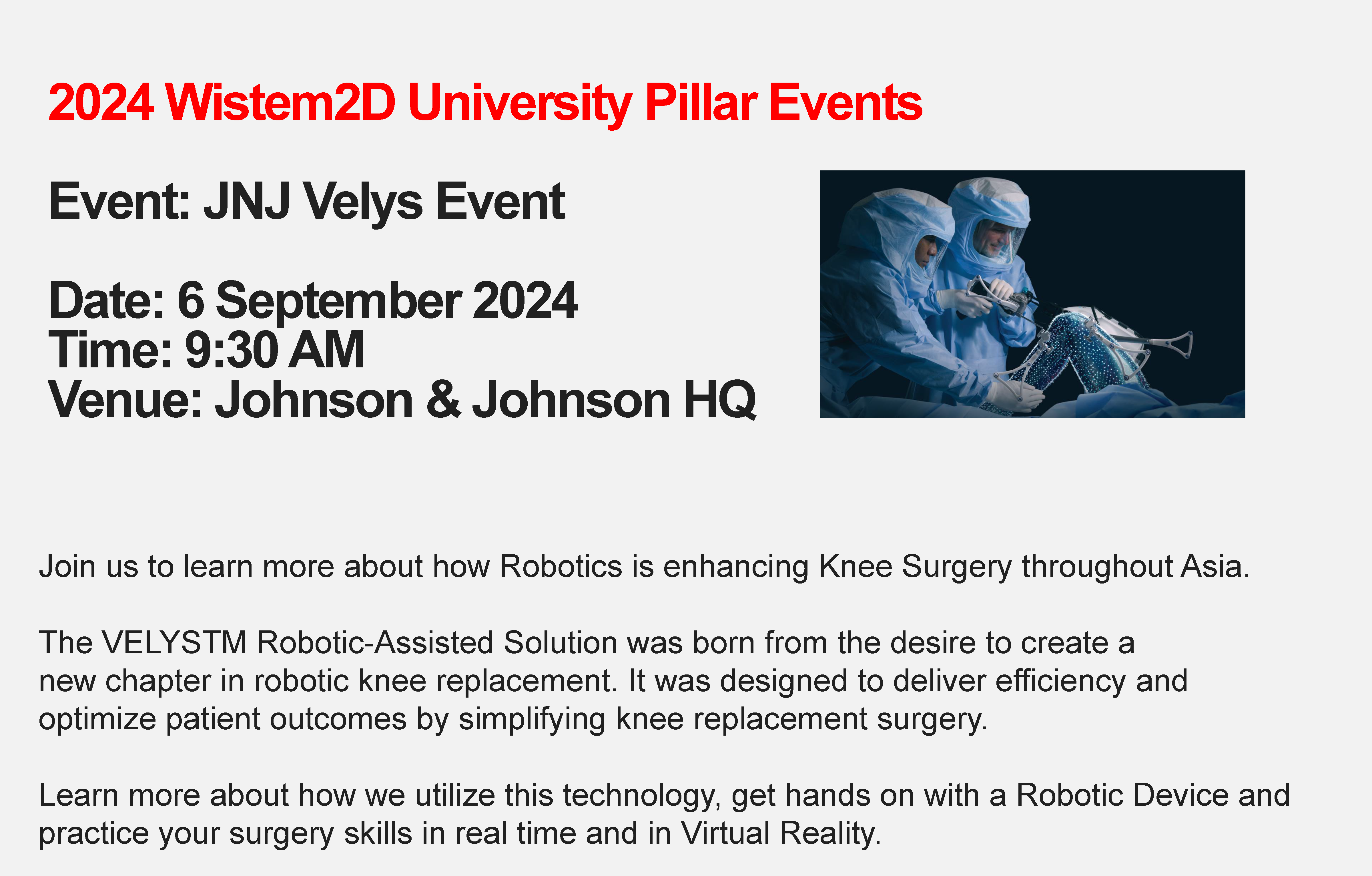 2024 Wistem2D University Pillar Events - J&J Velys Event - NUS Centre ...