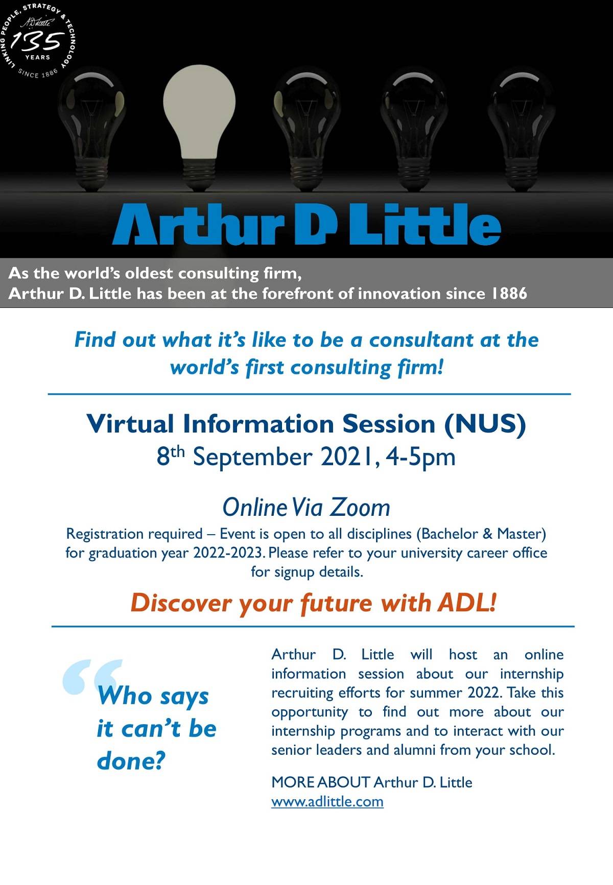 Arthur D' Little Recruitment Event - NUS Centre for Future-ready Graduates