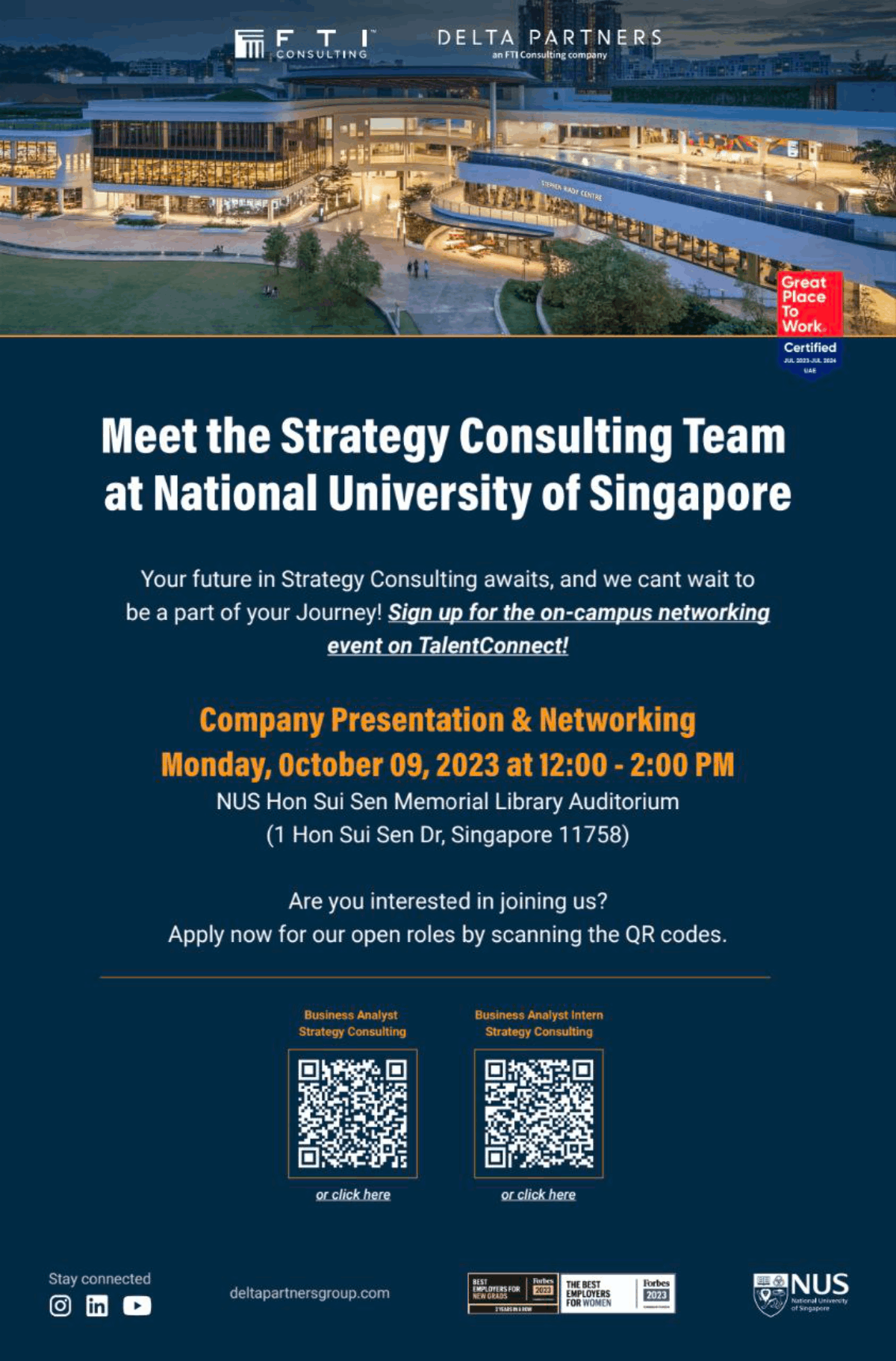 Delta Partners Presentation & Networking - NUS Centre for Future-ready ...