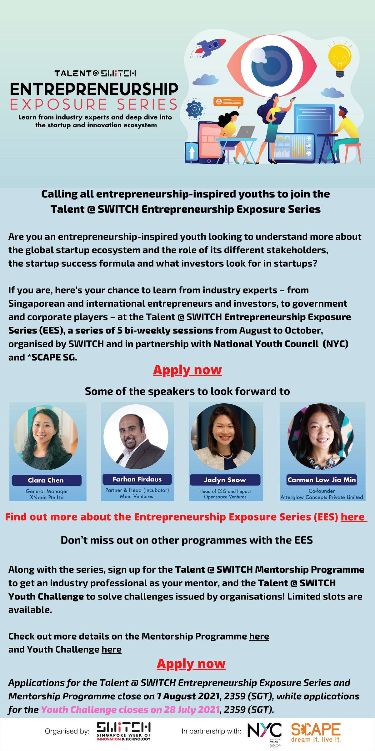 Talent @ SWITCH Entrepreneurship Exposure Series: Learn about startup ...