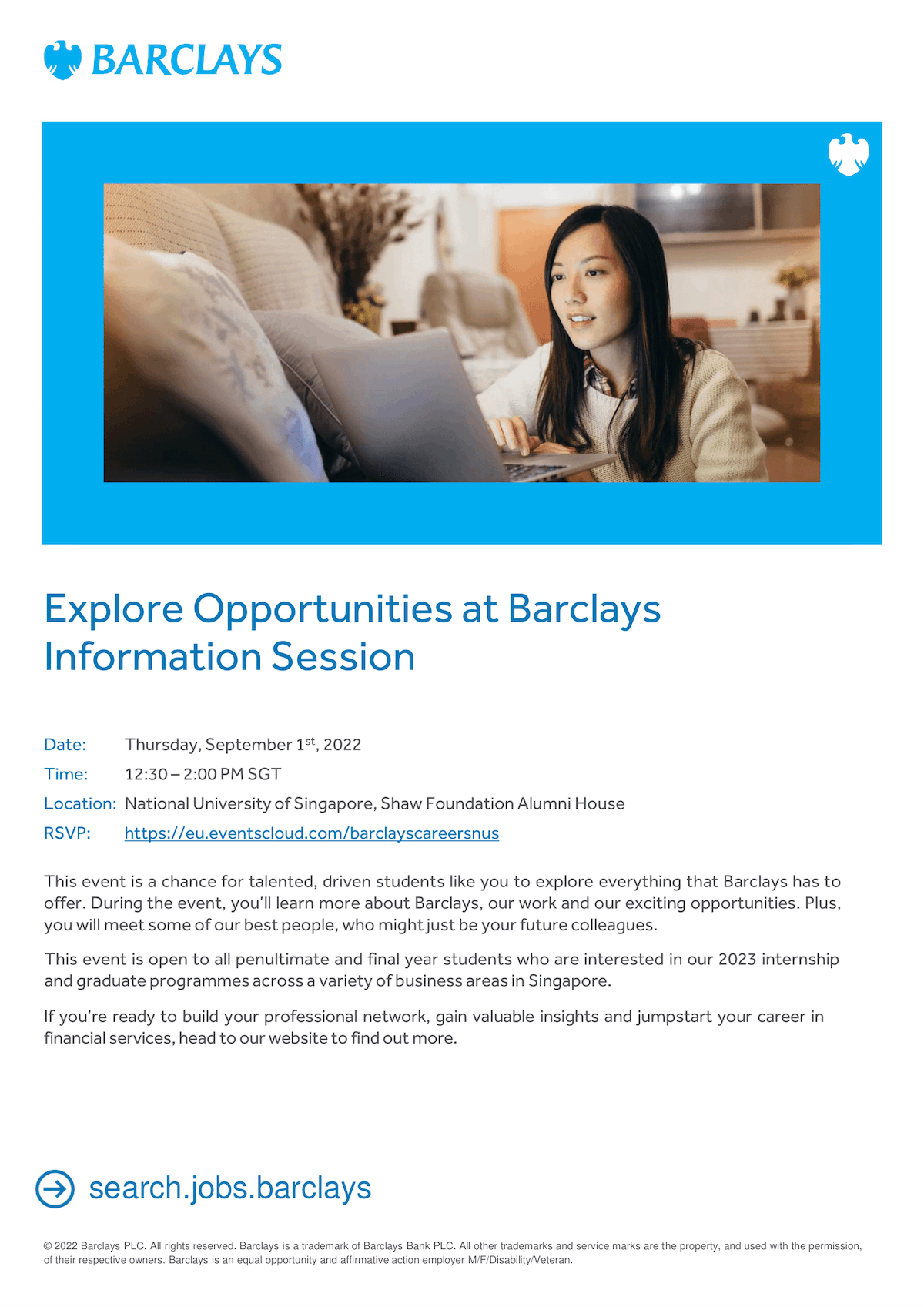 Explore Opportunities at Barclays Information Session - NUS Centre for ...