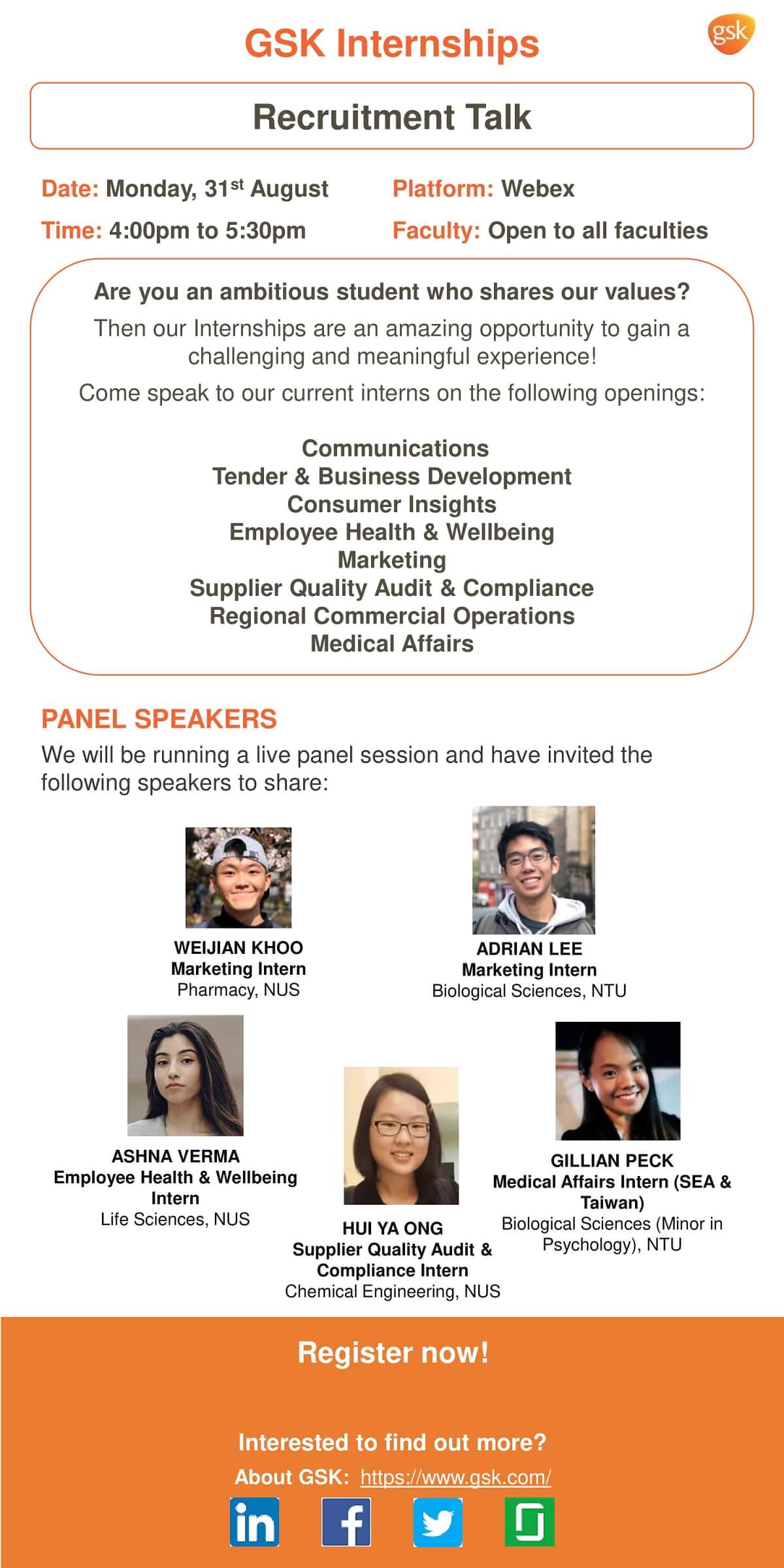 GSK 1H 2022 Internship Talks — Session 1 - NUS Centre for Future-ready ...