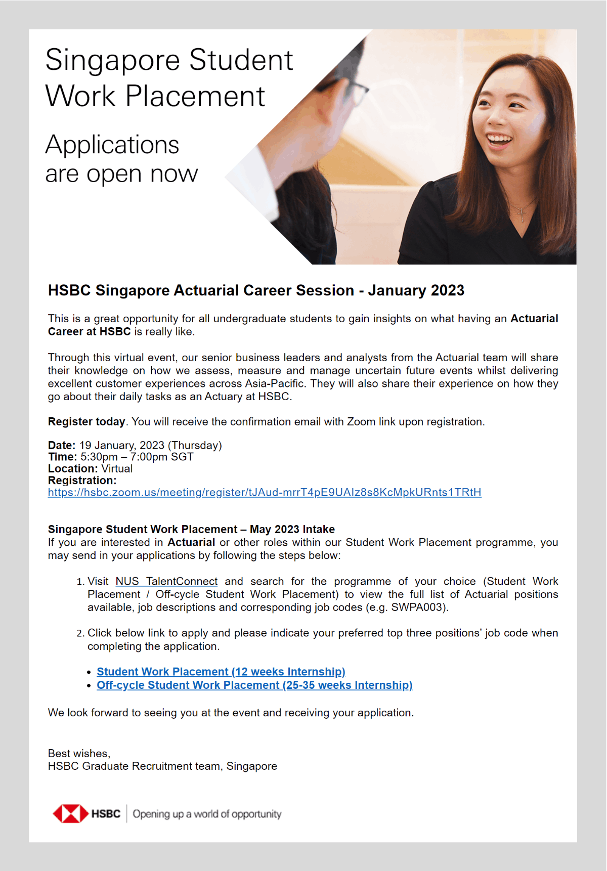 HSBC Singapore Actuarial Career Session - NUS Centre for Future-ready ...