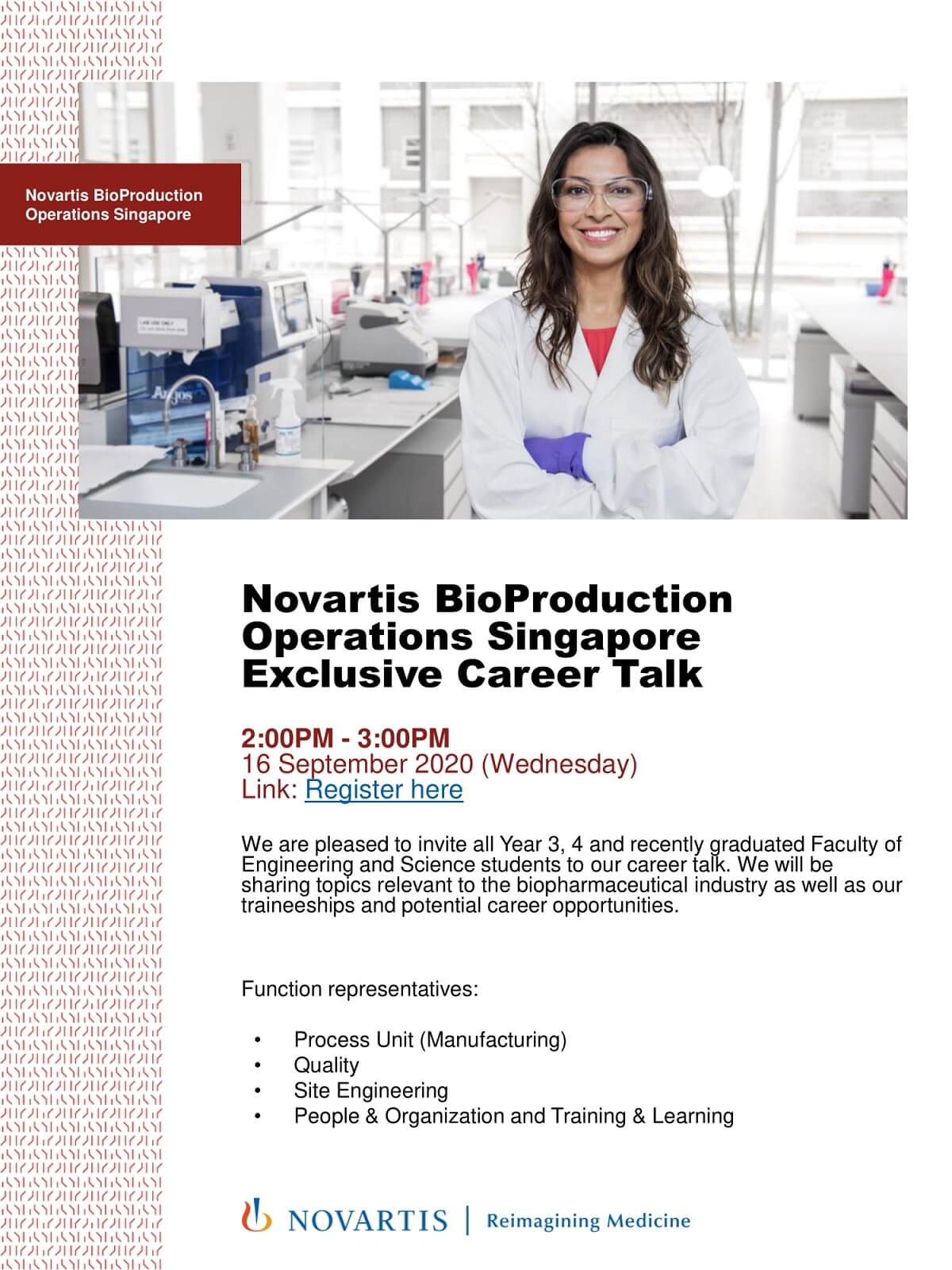 Novartis BioProduction Operations Singapore Career Talk - NUS Centre ...