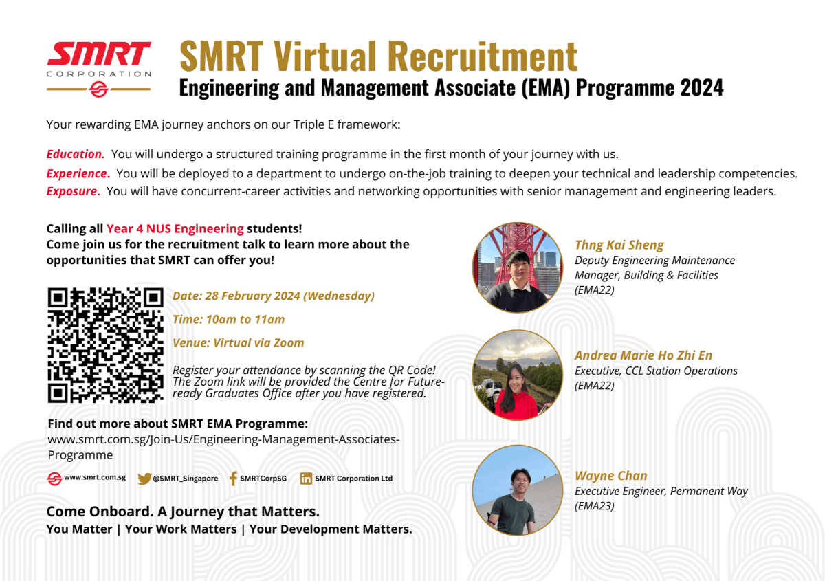 SMRT Recruitment Talk for NUS CDE students - NUS Centre for Future ...