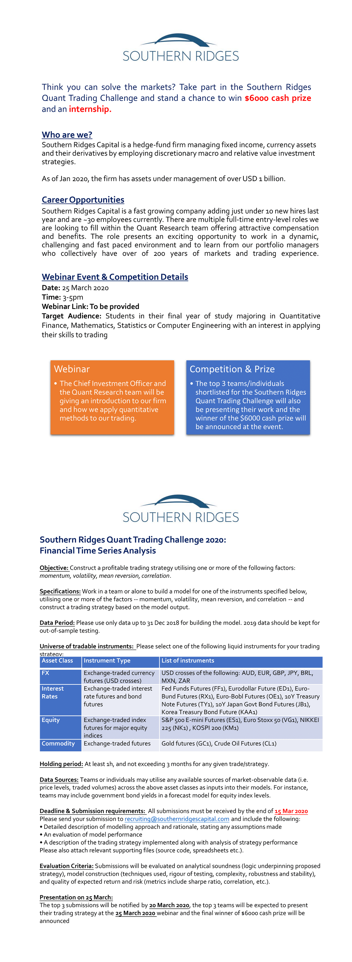 Southern Ridges Capital Webinar and Competition - NUS Centre for Future ...